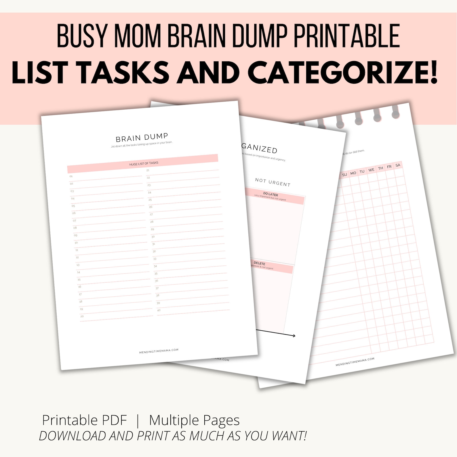 Brain Dump Printable, Brain Dump Planner, To-do List Printable, ADHD ...