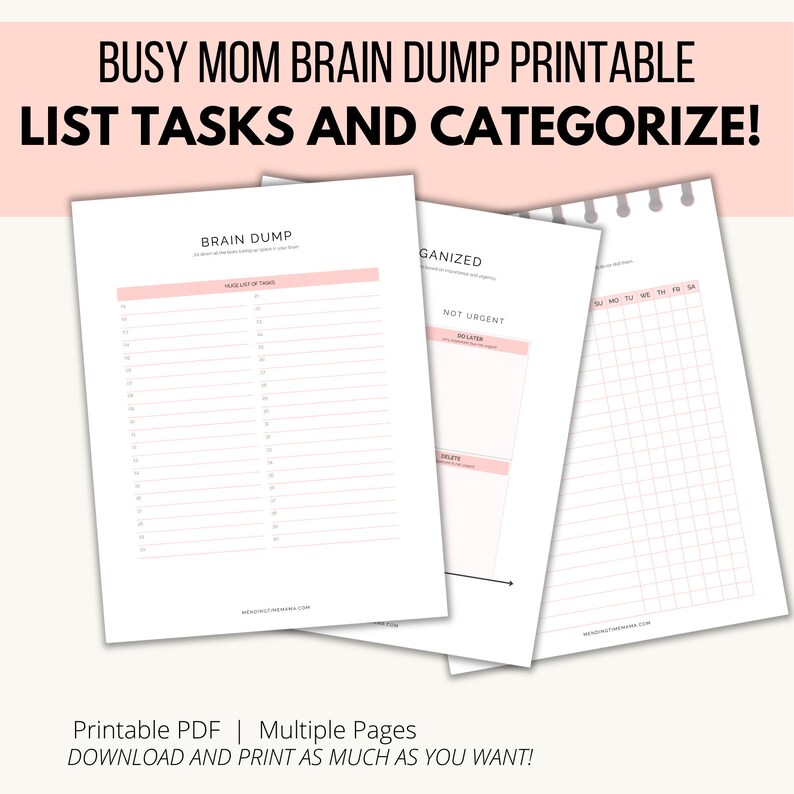 Brain Dump Printable, Brain Dump Planner, To-do List Printable, ADHD ...