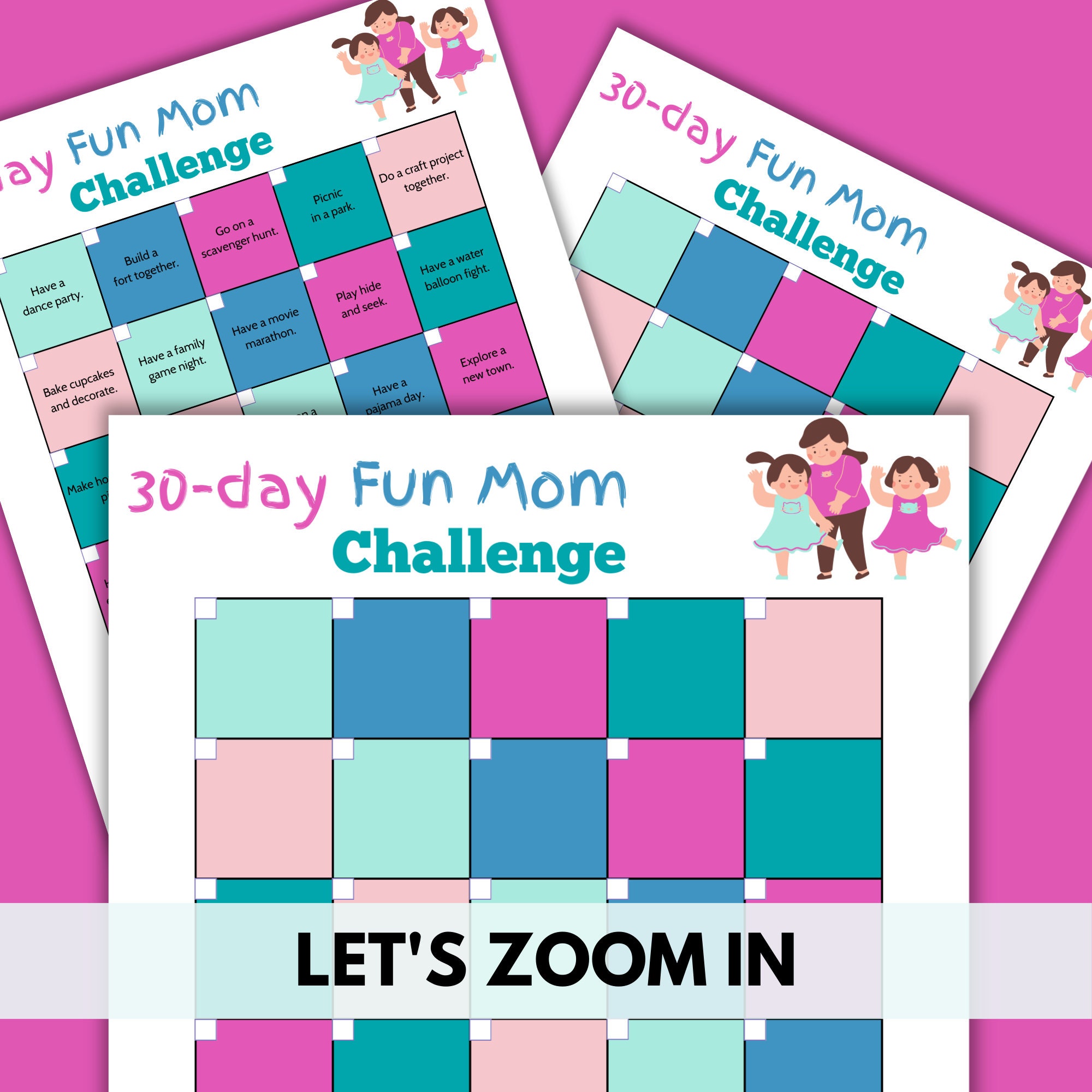 Fun Mom Challenge, Printable 30 Day Mom Challenge, Mom and Kids ...