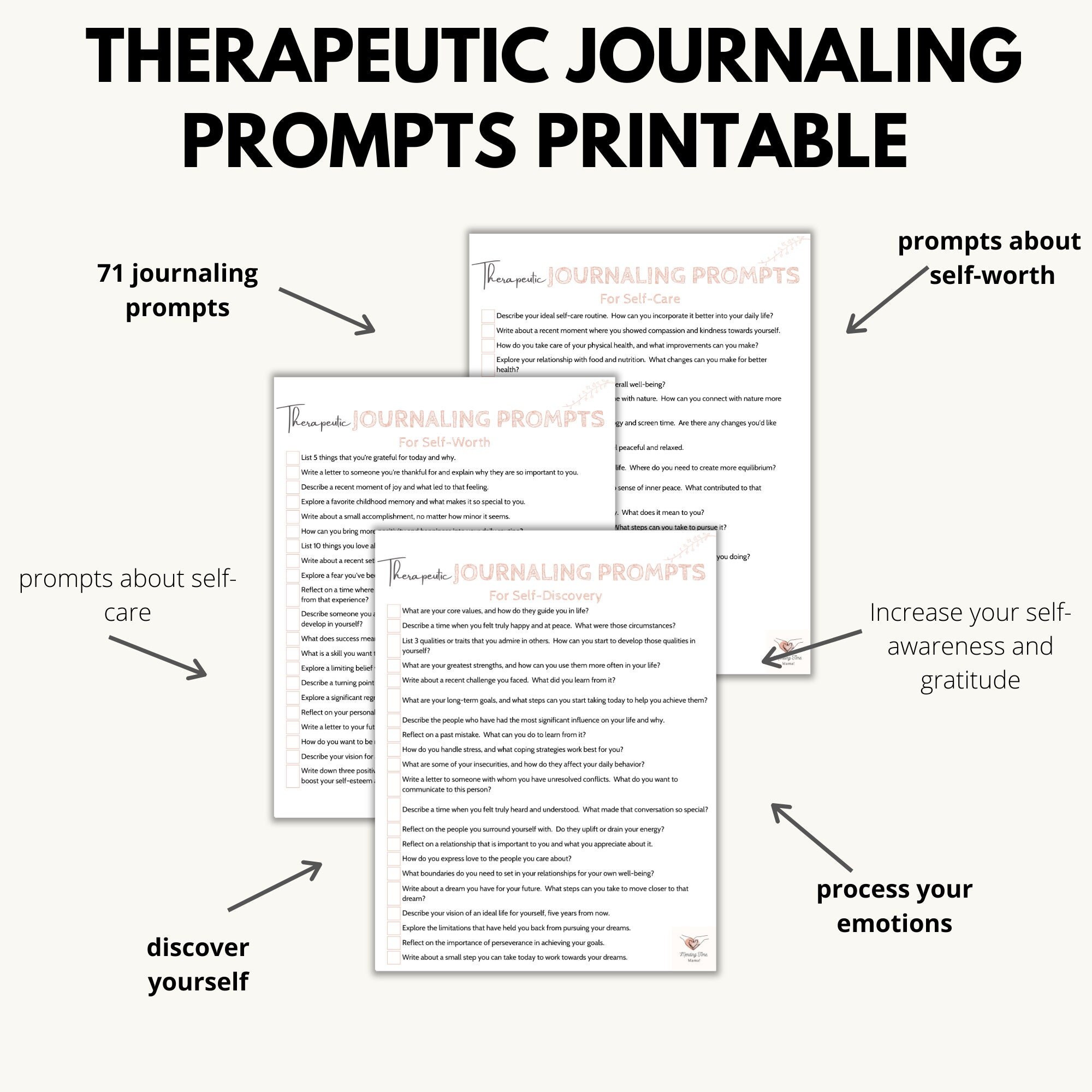 Therapeutic Journaling Prompts for Women, Mental Health Journal ...