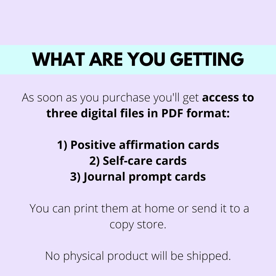 Printable Cards Bundle, Affirmation Cards, Self-care Cards, Journal ...