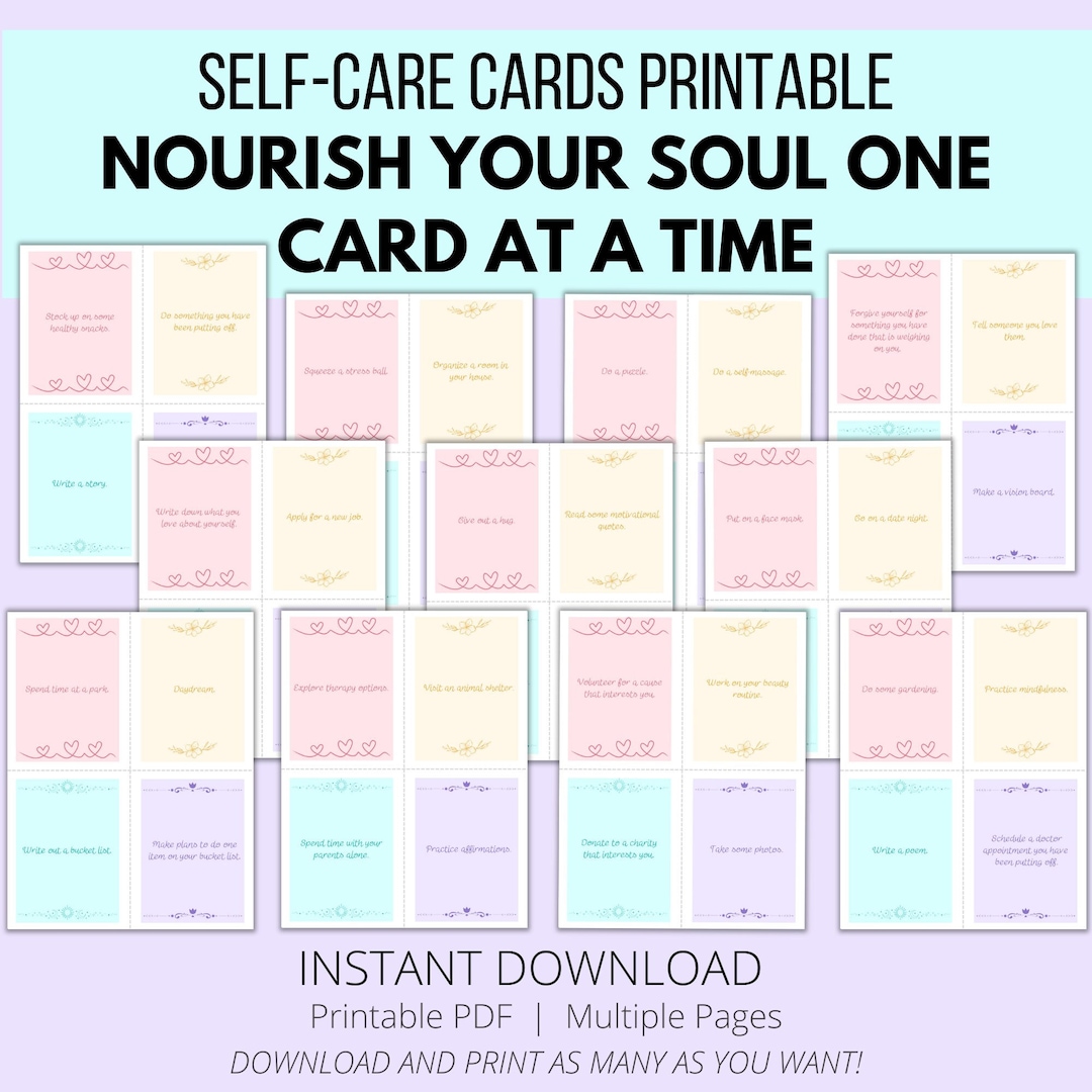 Self-care Card Deck, Printable Self-care Ideas, Printable Self-care ...