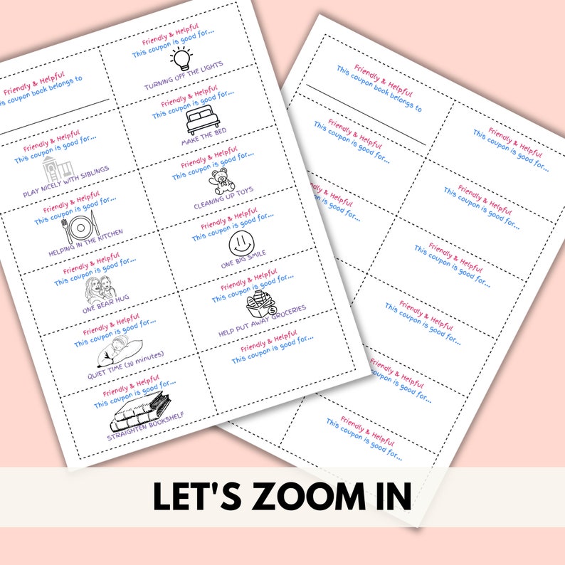 Friendly and Helpful Coupon Book for Kids Printable, Chores for ...