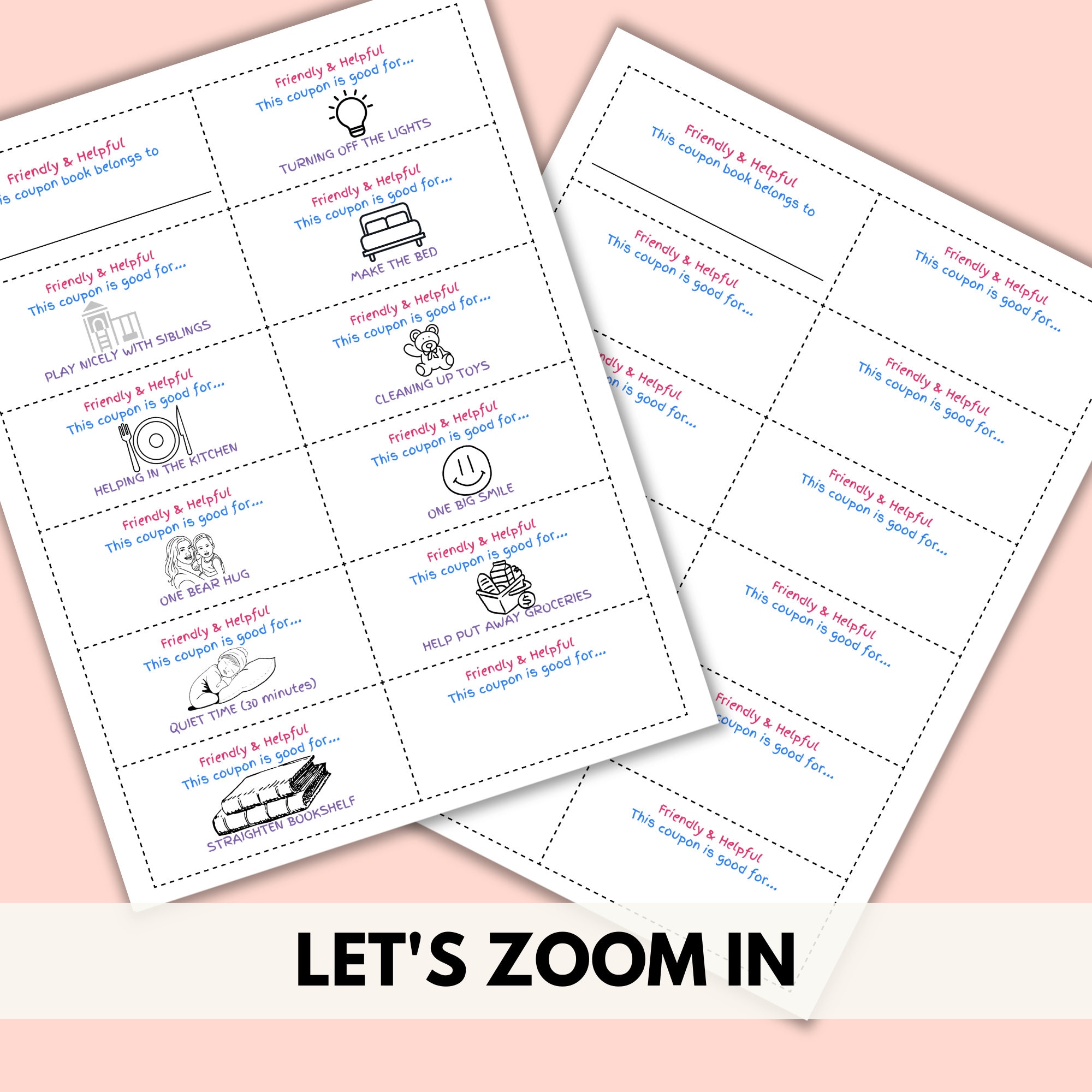 Friendly and Helpful Coupon Book for Kids Printable, Chores for ...