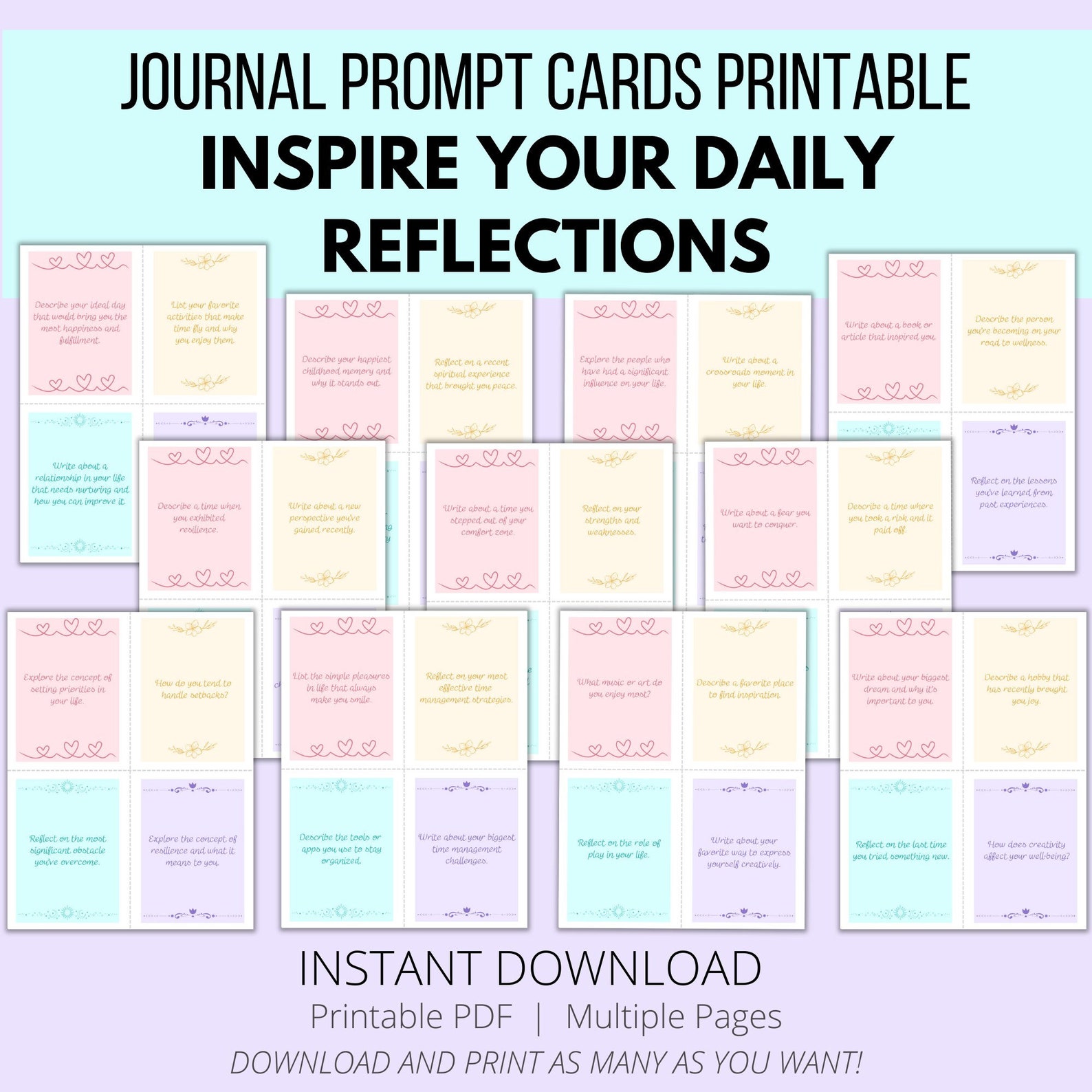 Journal Prompt Cards, Journaling Cards, Printable Cards, Self-discovery ...