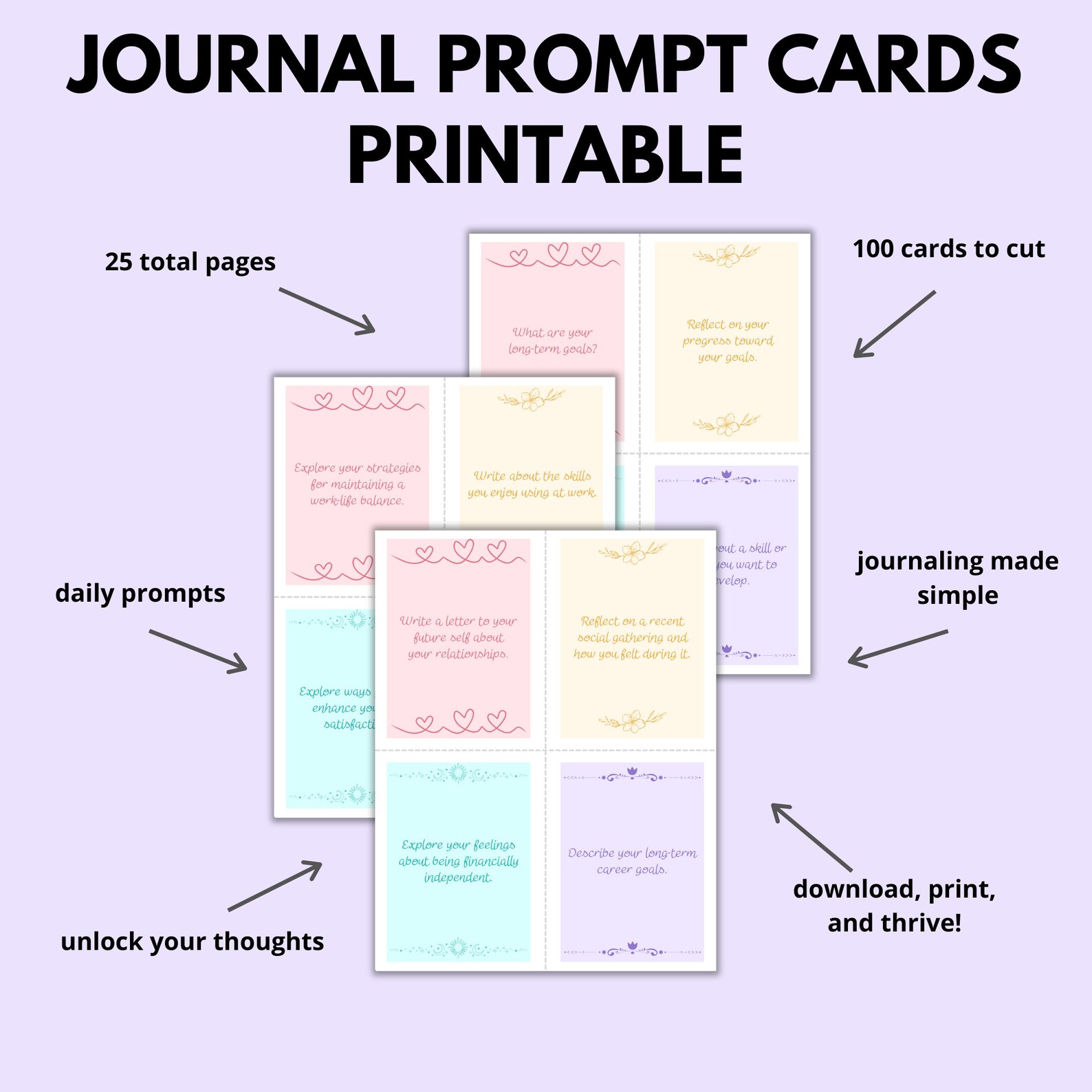Journal Prompt Cards, Journaling Cards, Printable Cards, Self-discovery ...