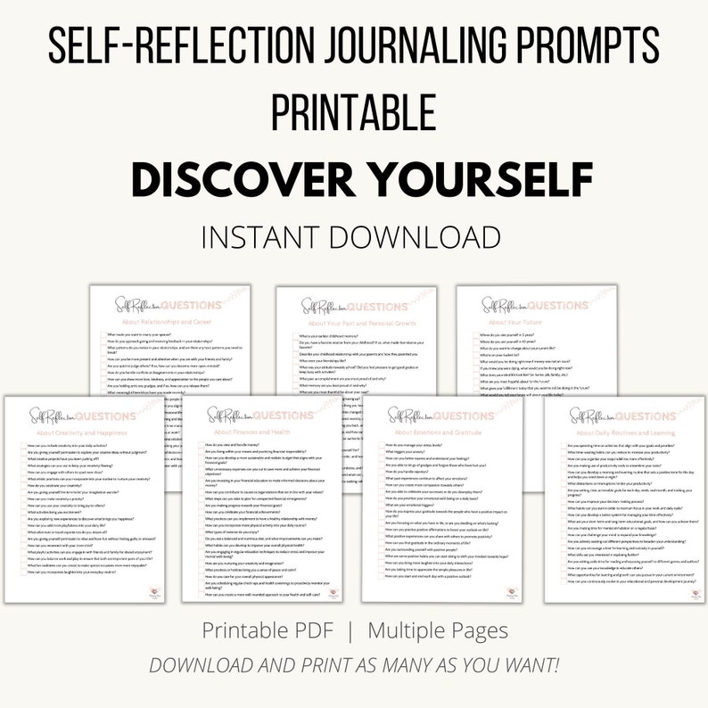 Self-reflection Journal Prompts for Women, Wellness Journal Printable ...