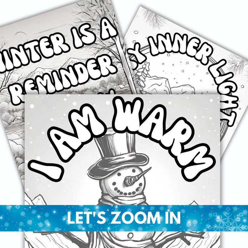 Motivational Coloring Pages Bundle, Mindful Coloring Printable, Winter ...