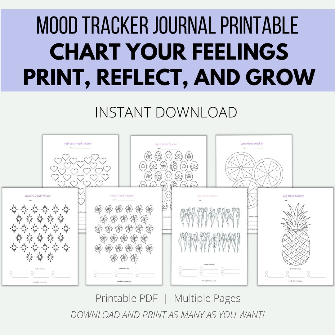 Mood Tracker Journal Printable, Monthly Mood Tracker, Bullet Journal ...