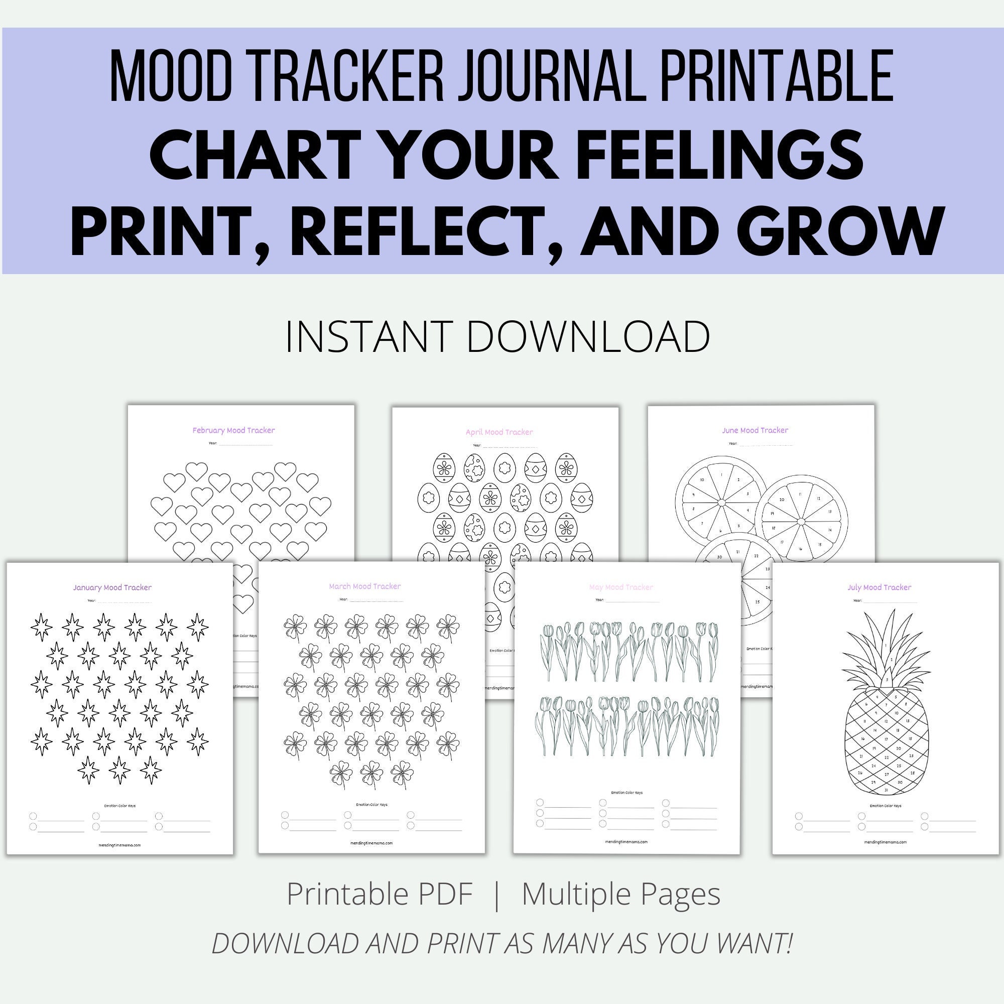 Mood Tracker Journal Printable, Monthly Mood Tracker, Bullet Journal ...