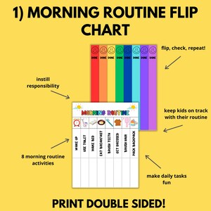 Kids Flip Routine Chart Printable, Morning Routine, Afternoon Routine ...