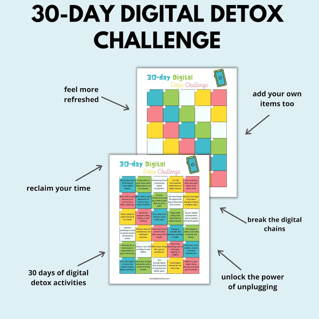 30-day Digital Detox Challenge, Digital Detox Printable, Social Media ...
