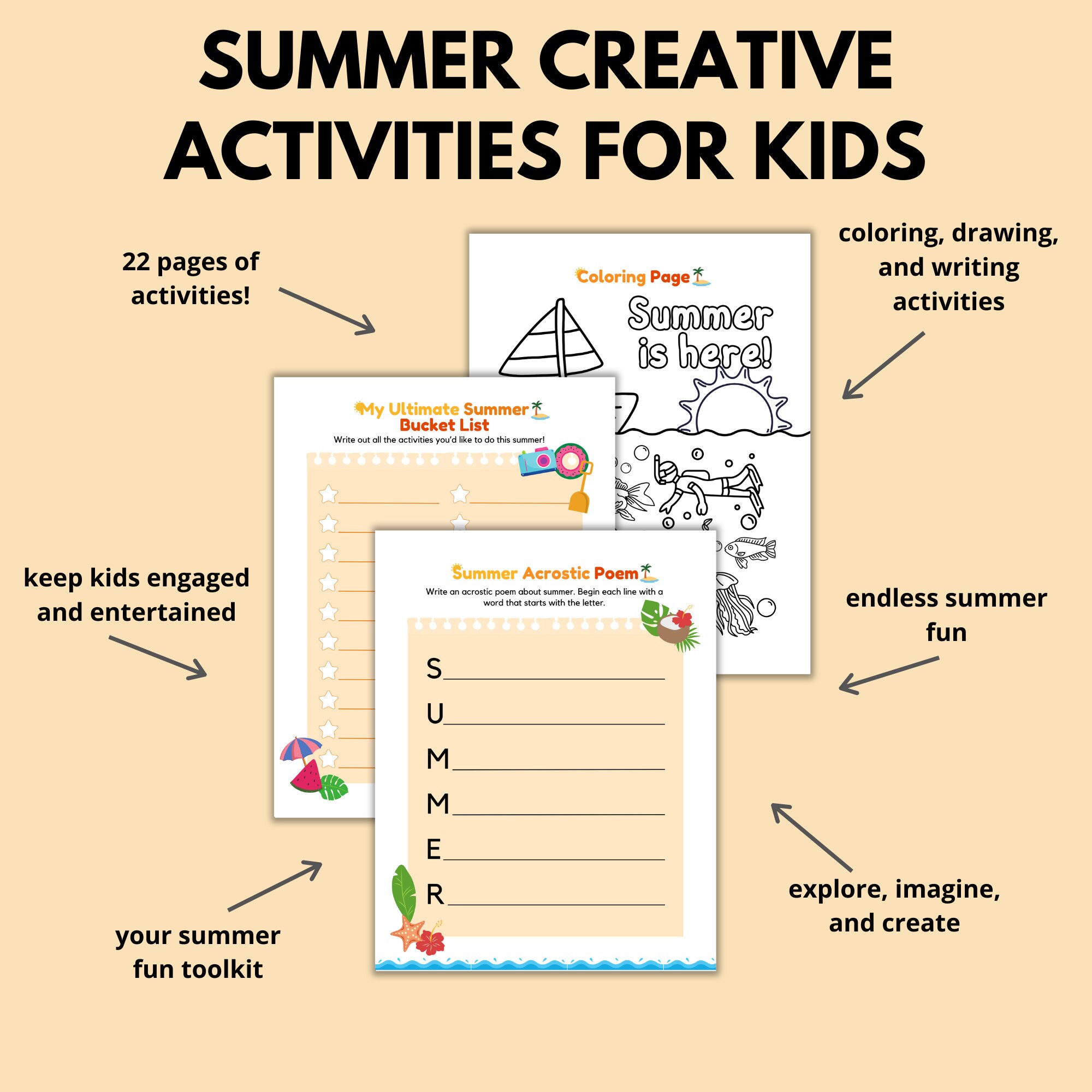 Summer Creative Activities, Summer Printables, Drawing Activities ...