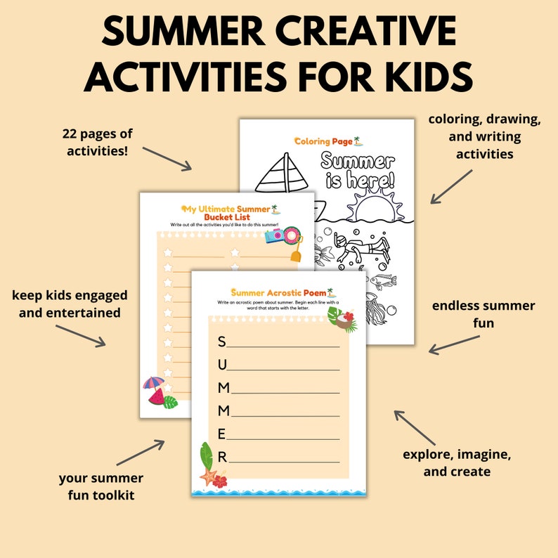 Summer Activities for Kids Printable Bundle, Summer Puzzle Activities ...