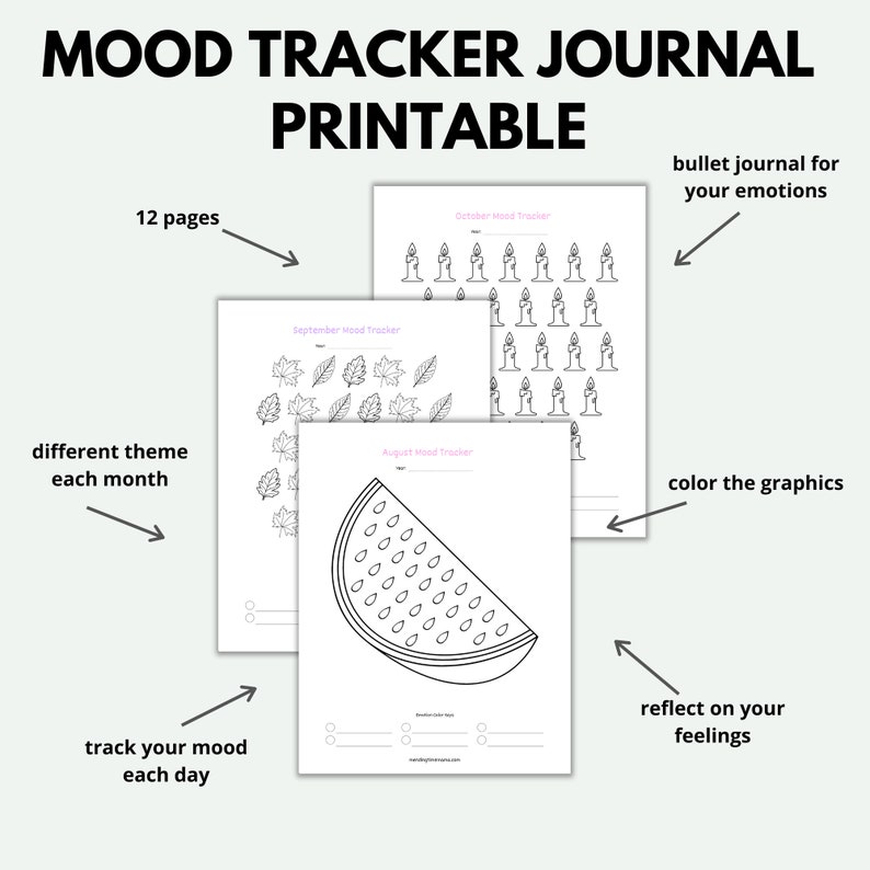 Mood Tracker Journal Printable, Monthly Mood Tracker, Bullet Journal ...