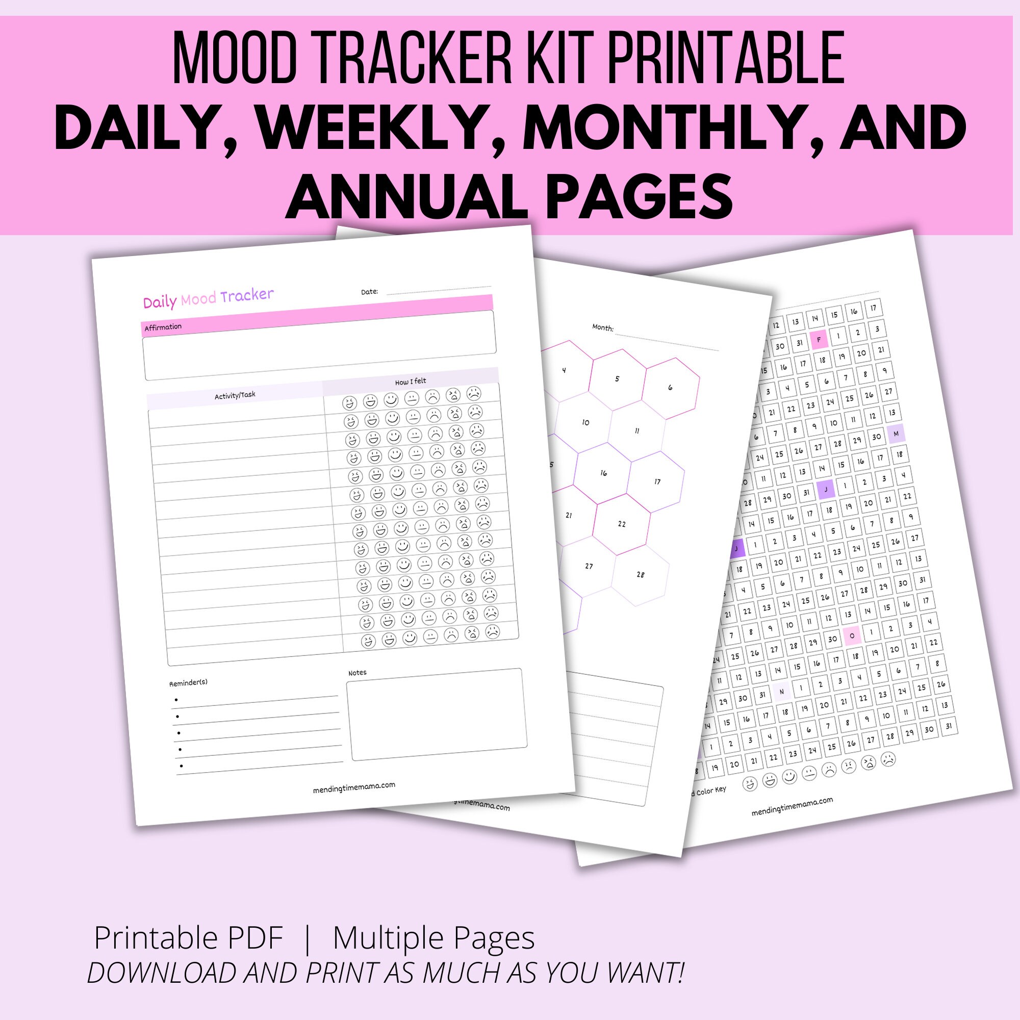 Mood Tracker Kit Printable Mood Tracker Journal Bullet Journal ...