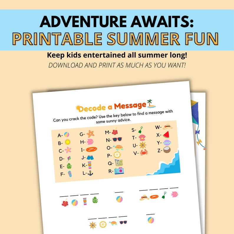 Summer Activities for Kids Printable Bundle, Summer Puzzle Activities ...