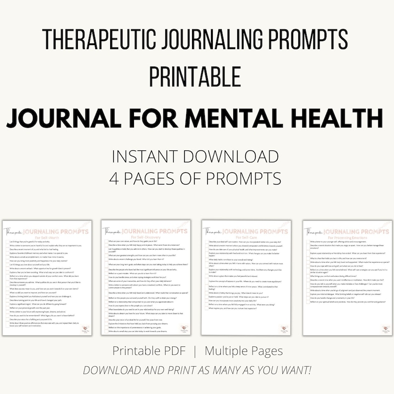 Therapeutic Journaling Prompts for Women, Mental Health Journal ...