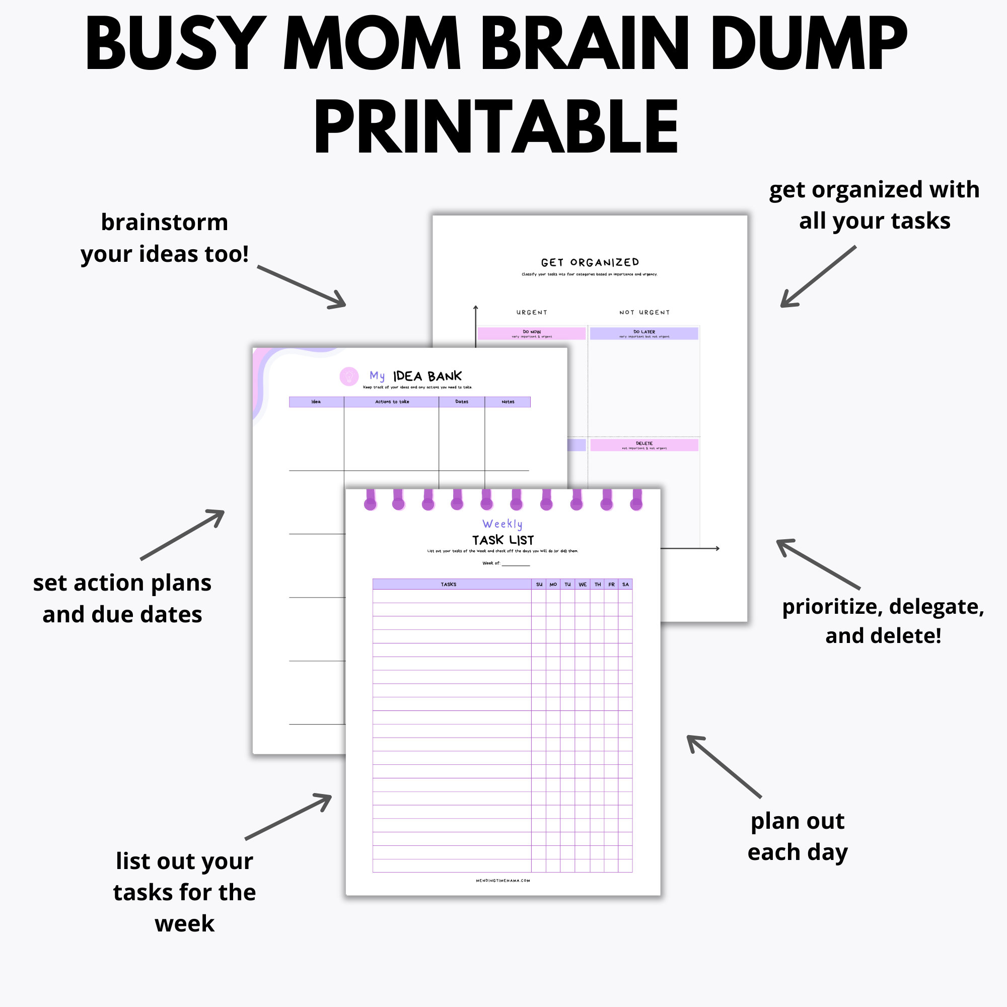 Brain Dump Printable, Brain Dump Planner, To-do List Printable, ADHD ...