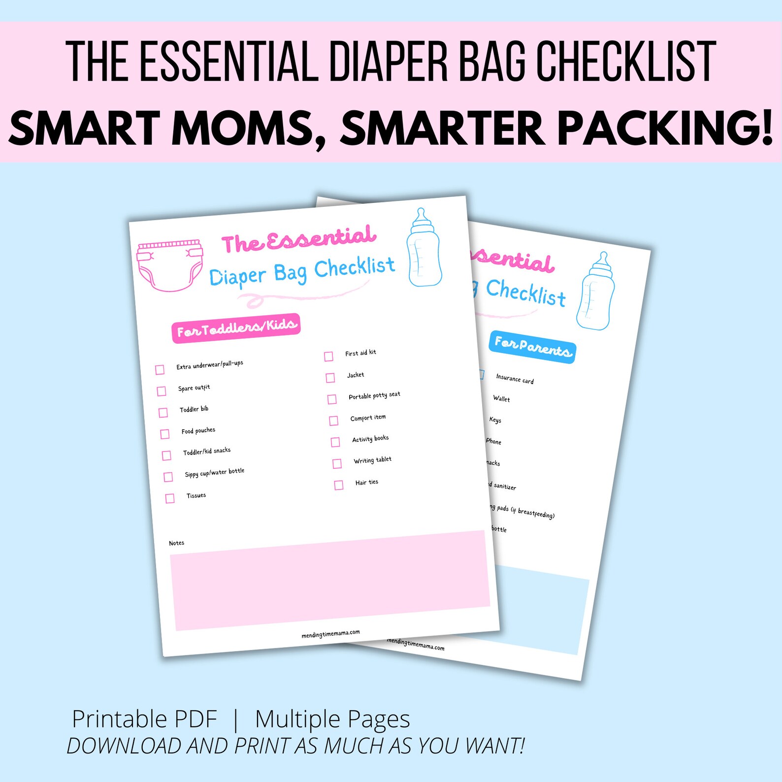 Diaper Bag Checklist Printable, Baby Bag Checklist, Diaper Bag ...