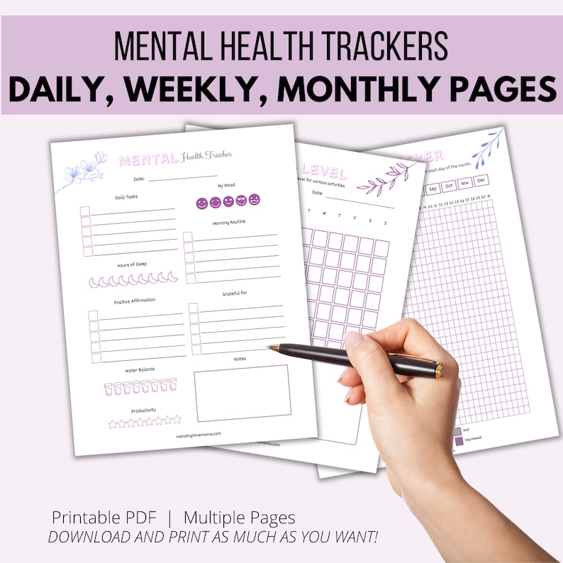 Mental Health Tracker Printable, Mental Health Log, Anxiety Tracker ...