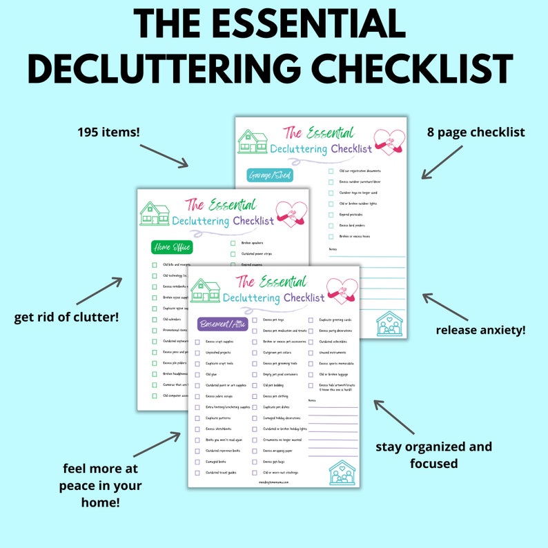 Declutter Checklist, Decluttering List, Decluttering Guide, Decluttering Planner, Declutter ...