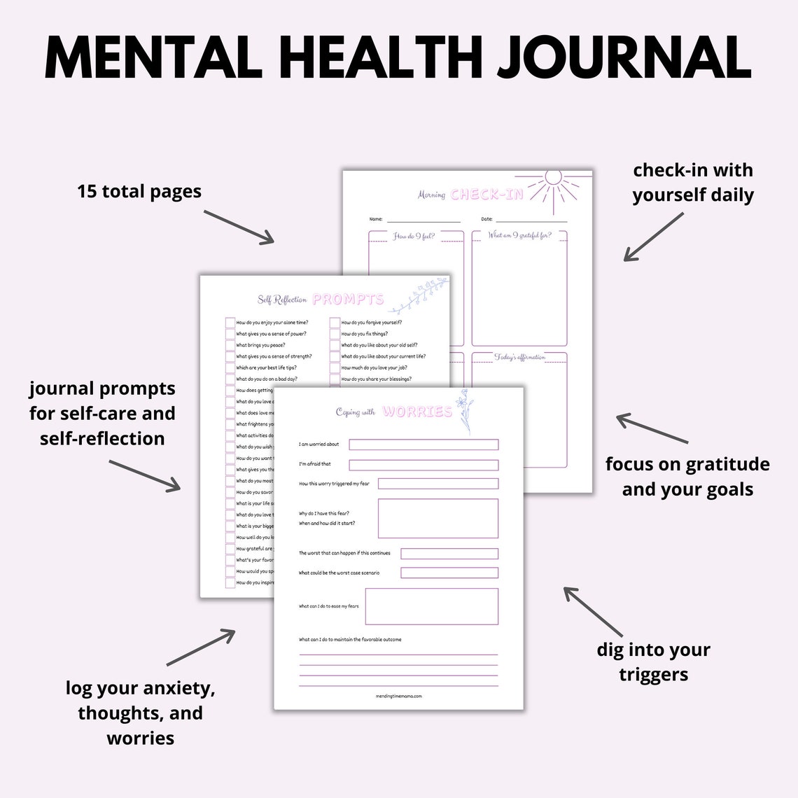 Mental Health Journal Printable, Self-care Planner, Anxiety Journal ...