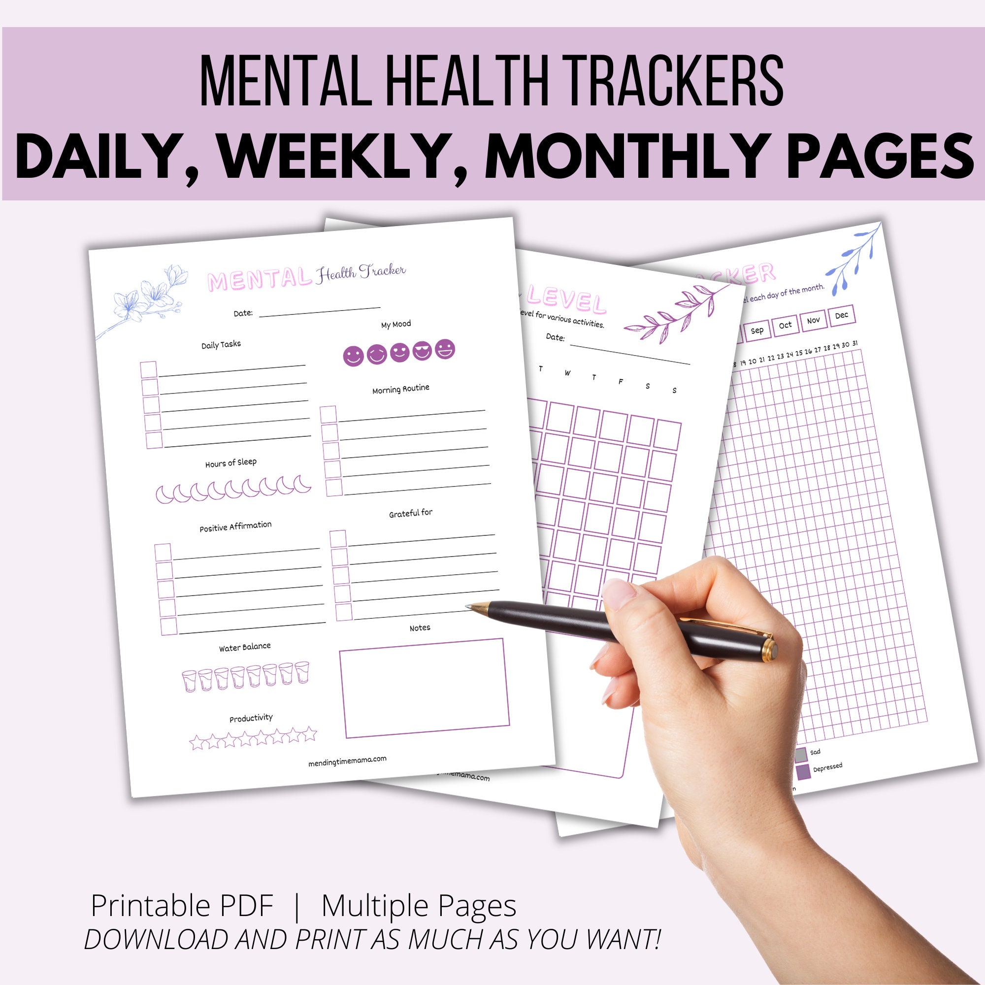 Mental Health Printable Bundle Mental Health Trackers Mental Health ...