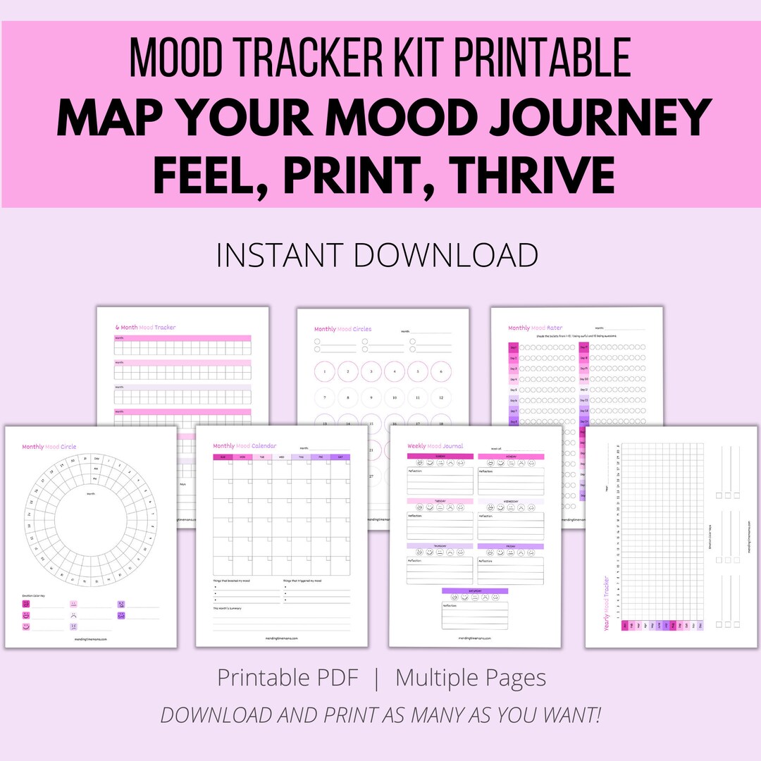 Mood Tracker Kit Printable Mood Tracker Journal Bullet Journal ...
