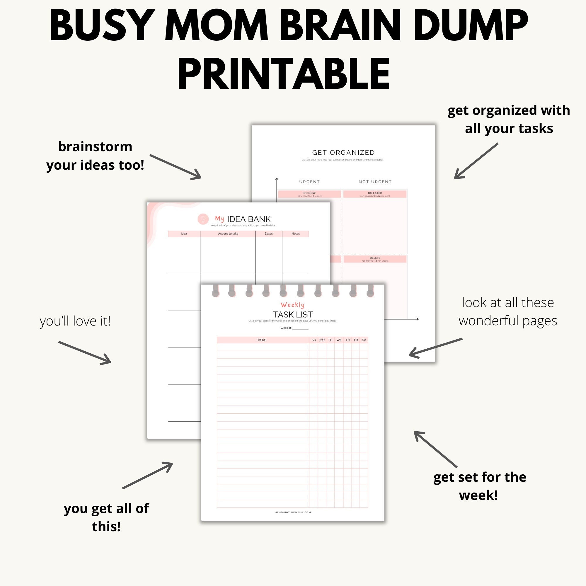 Brain Dump Printable, Brain Dump Planner, To-do List Printable, ADHD Brain Dump, Productivity ...