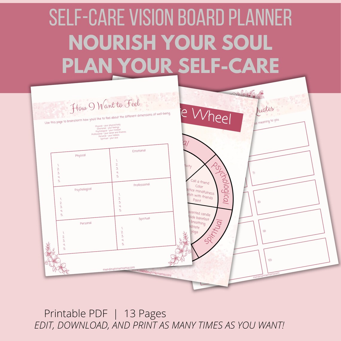 Self-care Vision Board Planner, Vision Board Kit, Mental Health Vision ...
