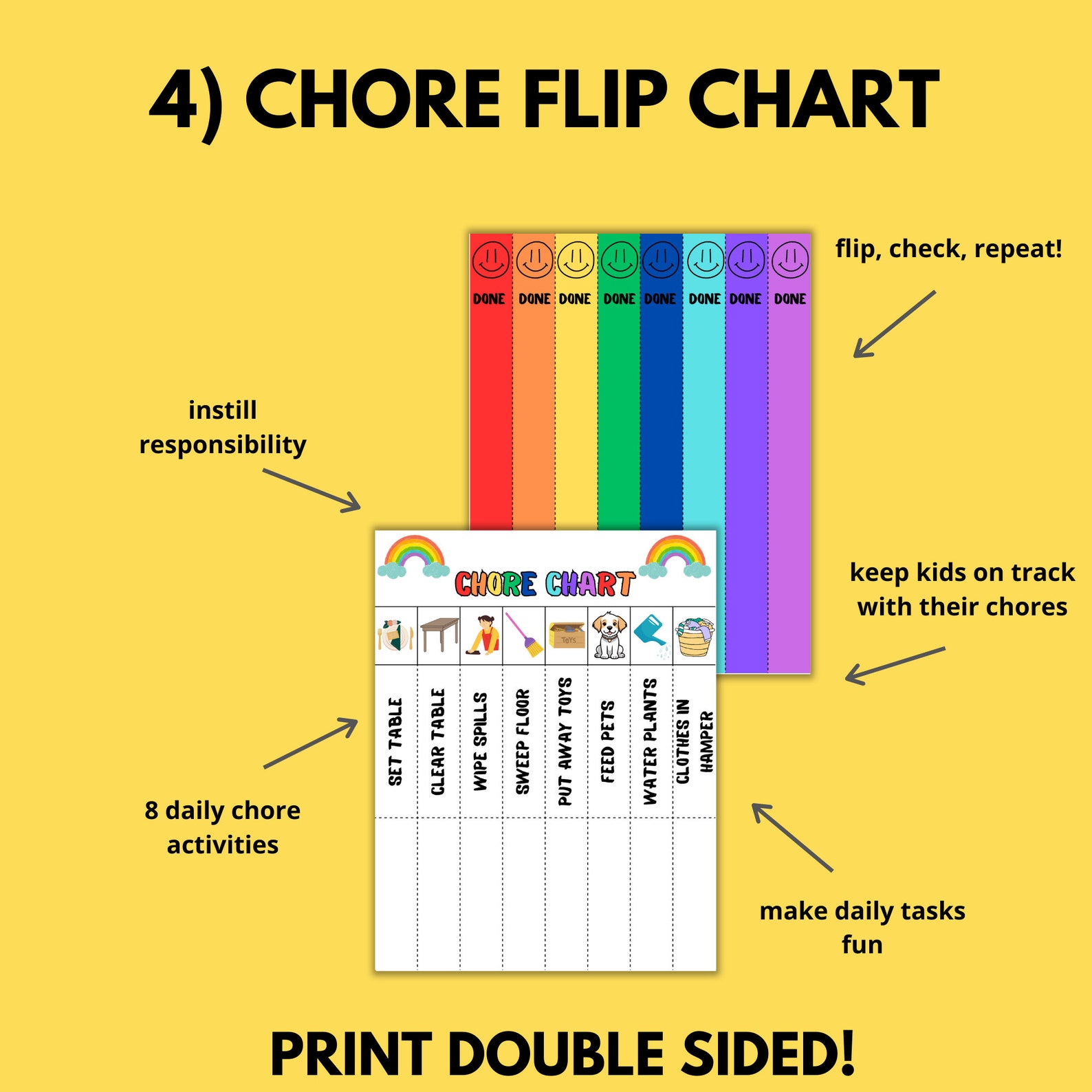 Kids Flip Routine Chart Printable, Morning Routine, Afternoon Routine ...