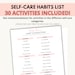 Self-care Checklist for Moms, Self-care Ideas Printable, Self-care ...