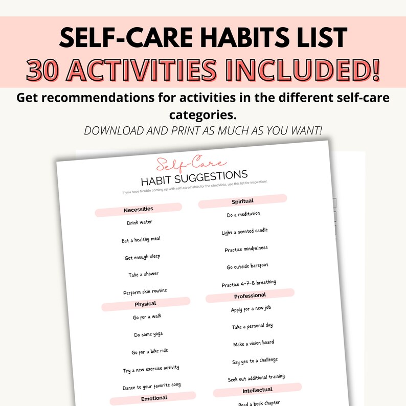 Self-care Checklist for Moms, Self-care Ideas Printable, Self-care ...