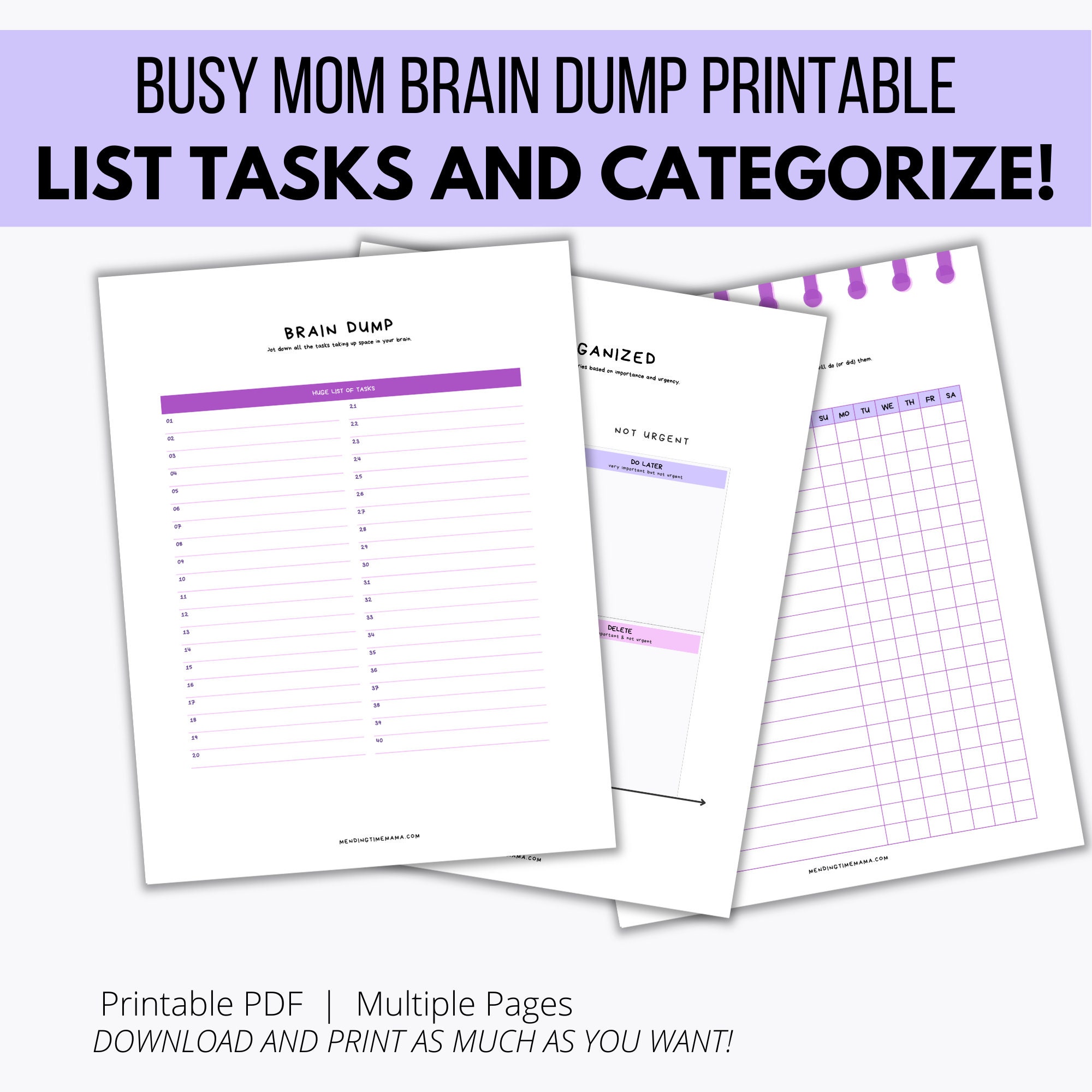 Brain Dump Printable, Brain Dump Planner, To-do List Printable, ADHD ...