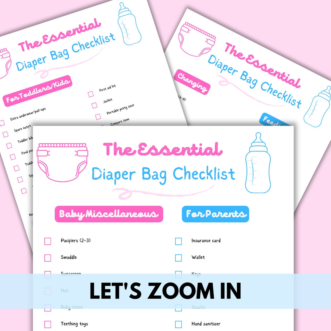 Diaper Bag Checklist Printable, Baby Bag Checklist, Diaper Bag ...