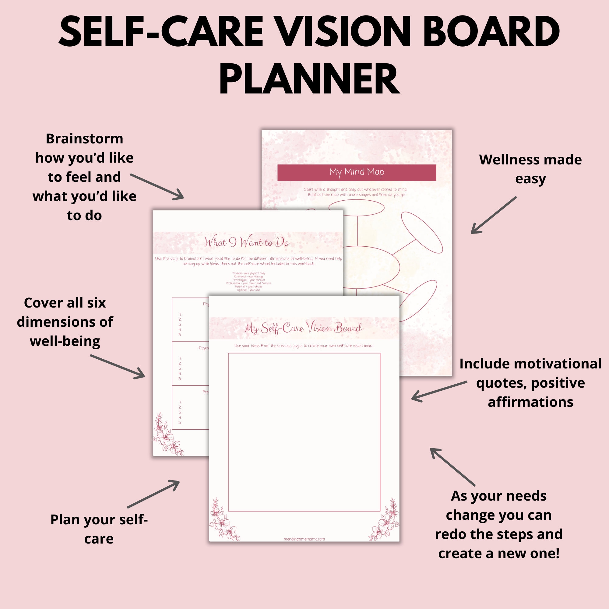 Self-care Vision Board Planner, Vision Board Kit, Mental Health Vision ...