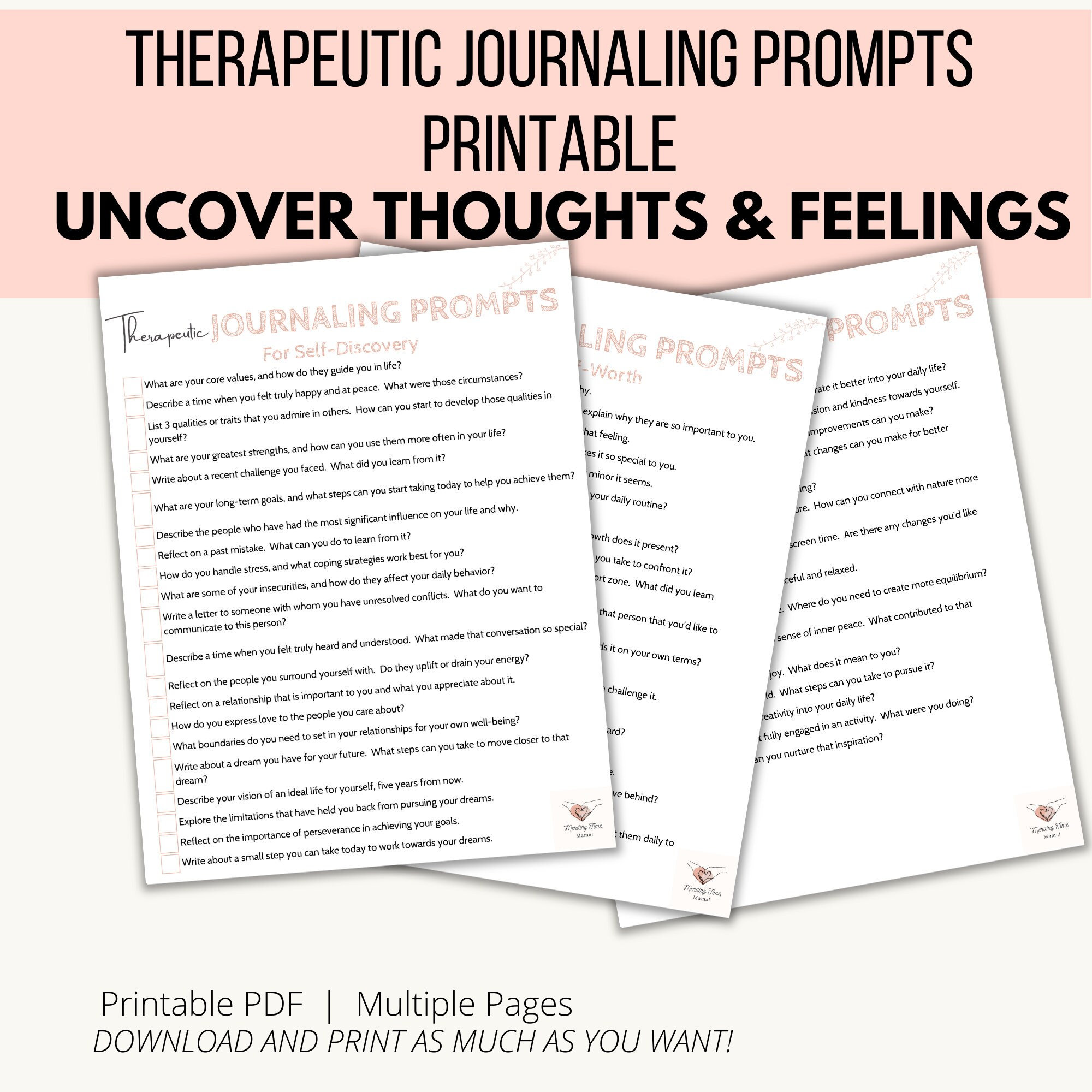 Therapeutic Journaling Prompts for Women, Mental Health Journal ...