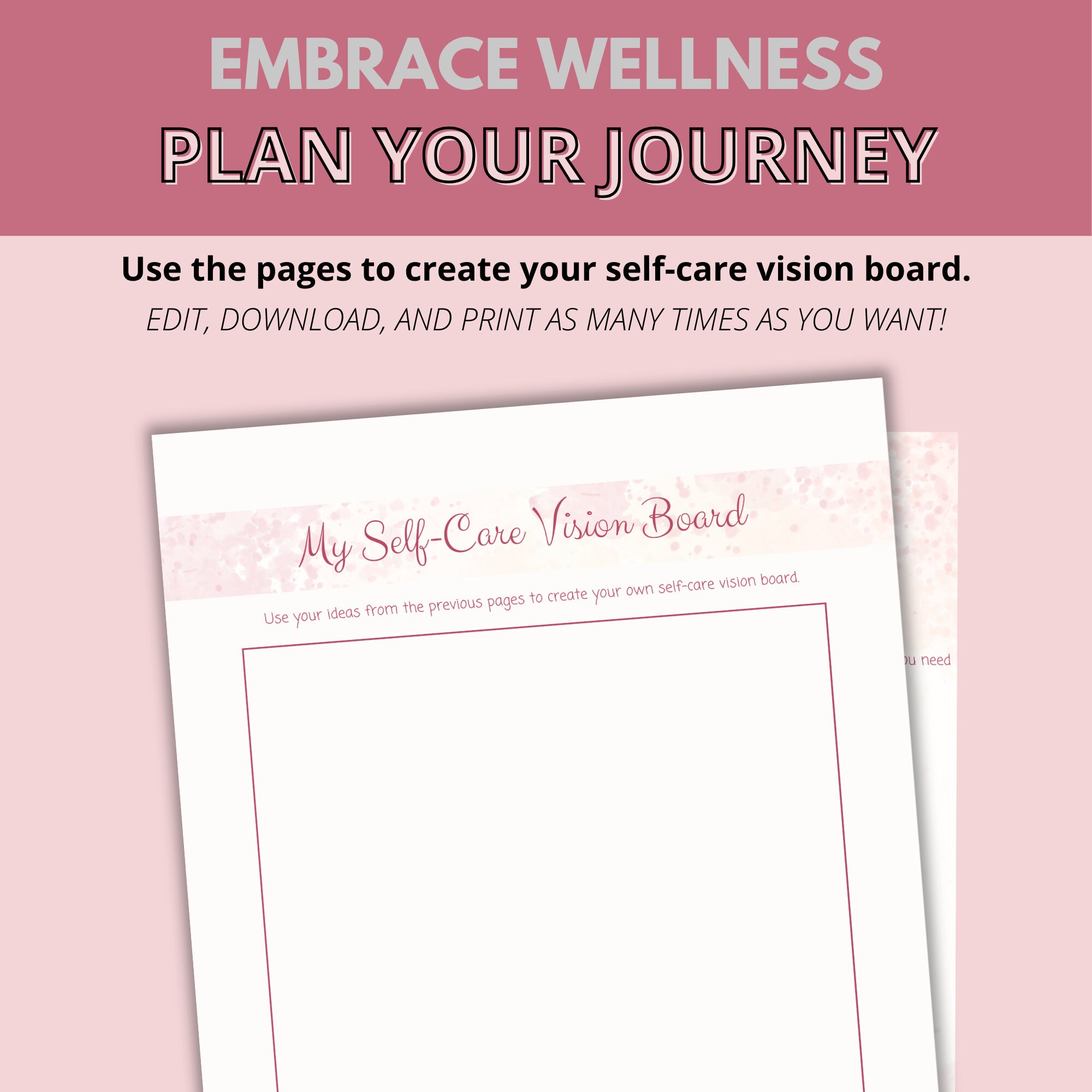 Self-care Vision Board Planner, Vision Board Kit, Mental Health Vision ...