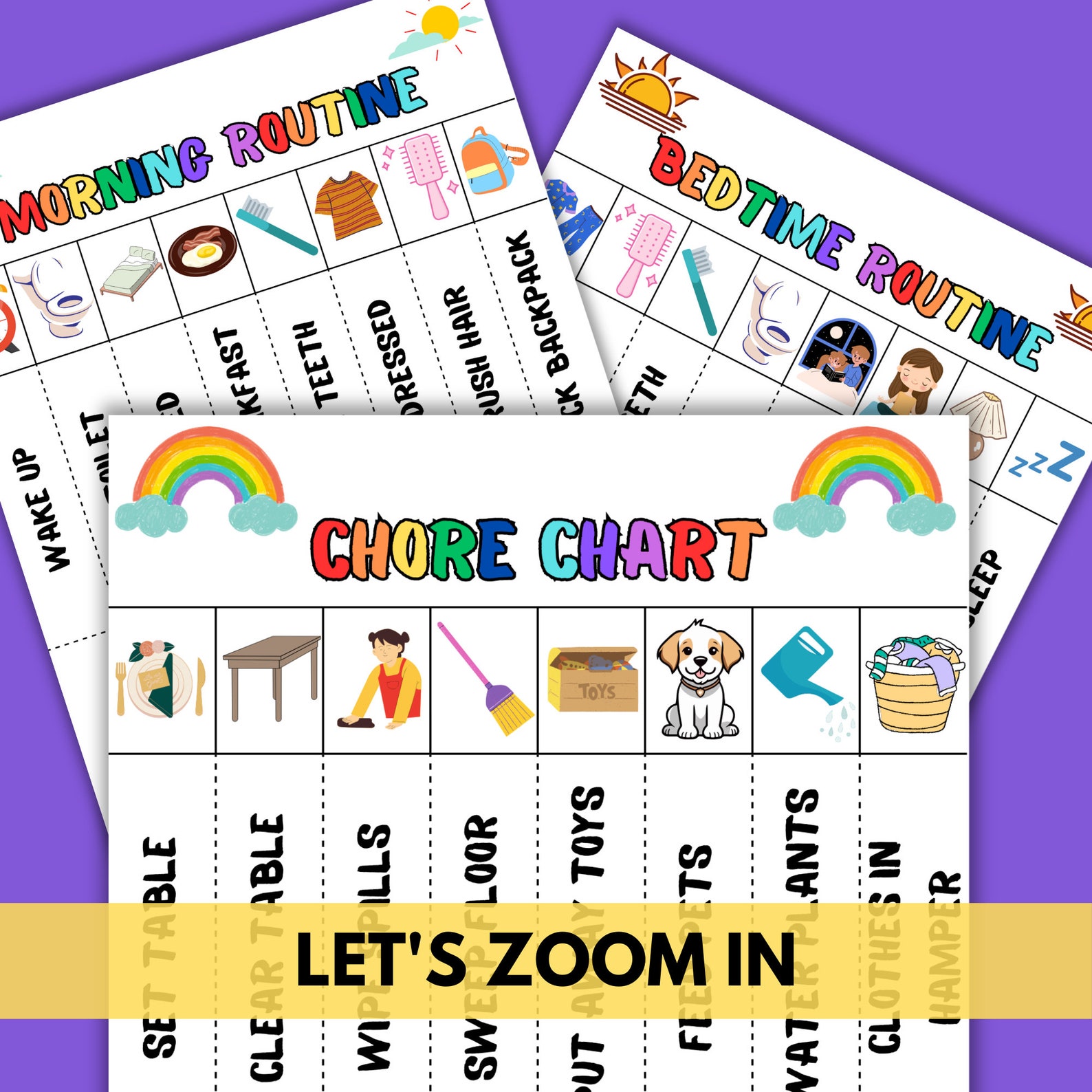 Routine and Chores Bundle, Kids Flip Routine Chart, Preschool Chore ...