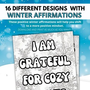 Motivational Coloring Pages Bundle, Mindful Coloring Printable, Winter ...
