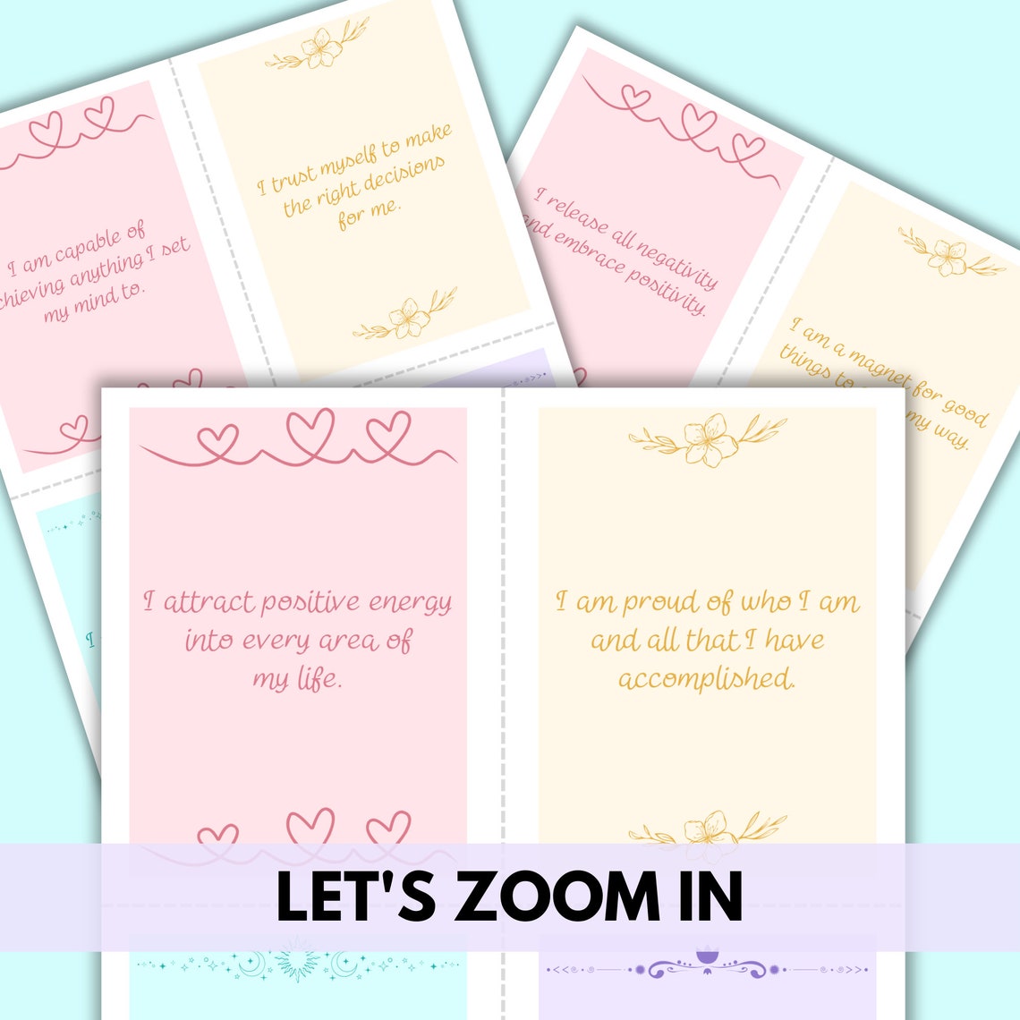 Printable Cards Bundle, Affirmation Cards, Self-care Cards, Journal ...