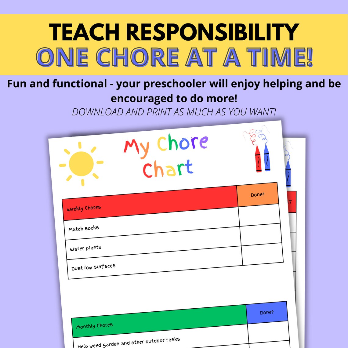 Preschool Chore Chart, Printable Daily Chore Chart, Weekly Chore Chart ...