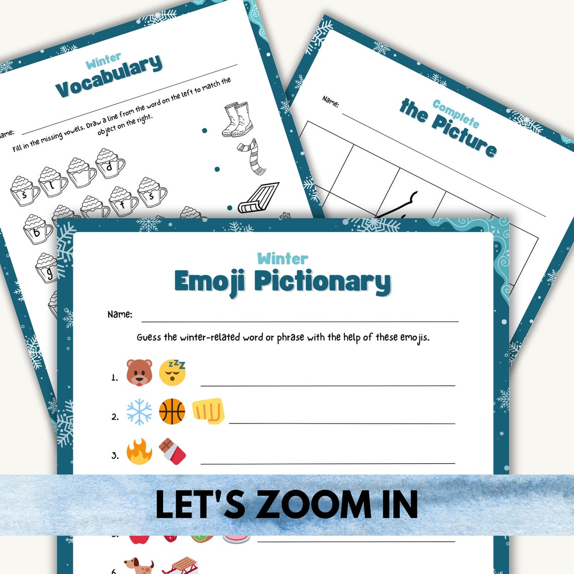 Winter Activities for Later Elementary Grades Printable, Literacy ...