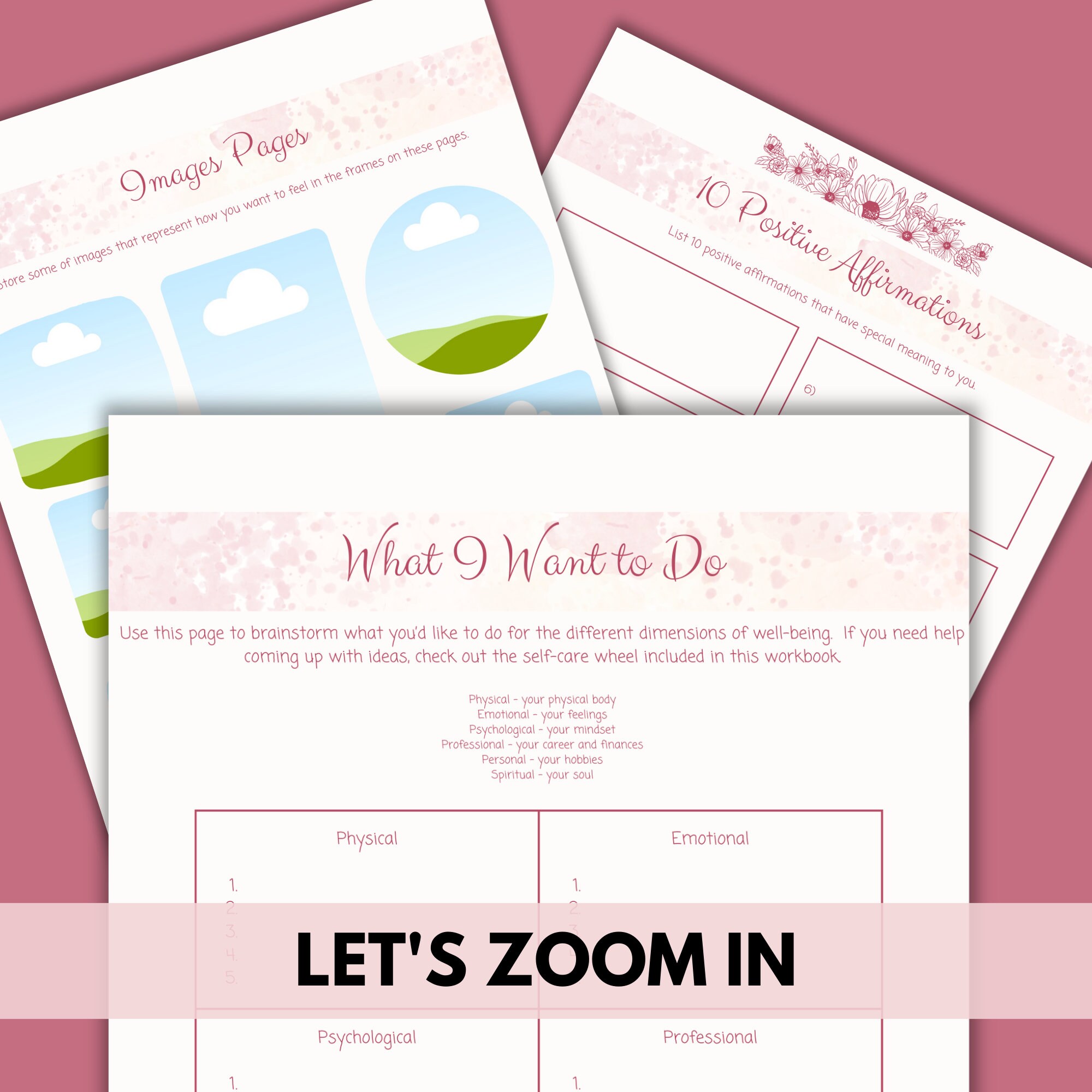 2024 Self-care Vision Board Workbook Template, Vision Board Kit, Canva ...