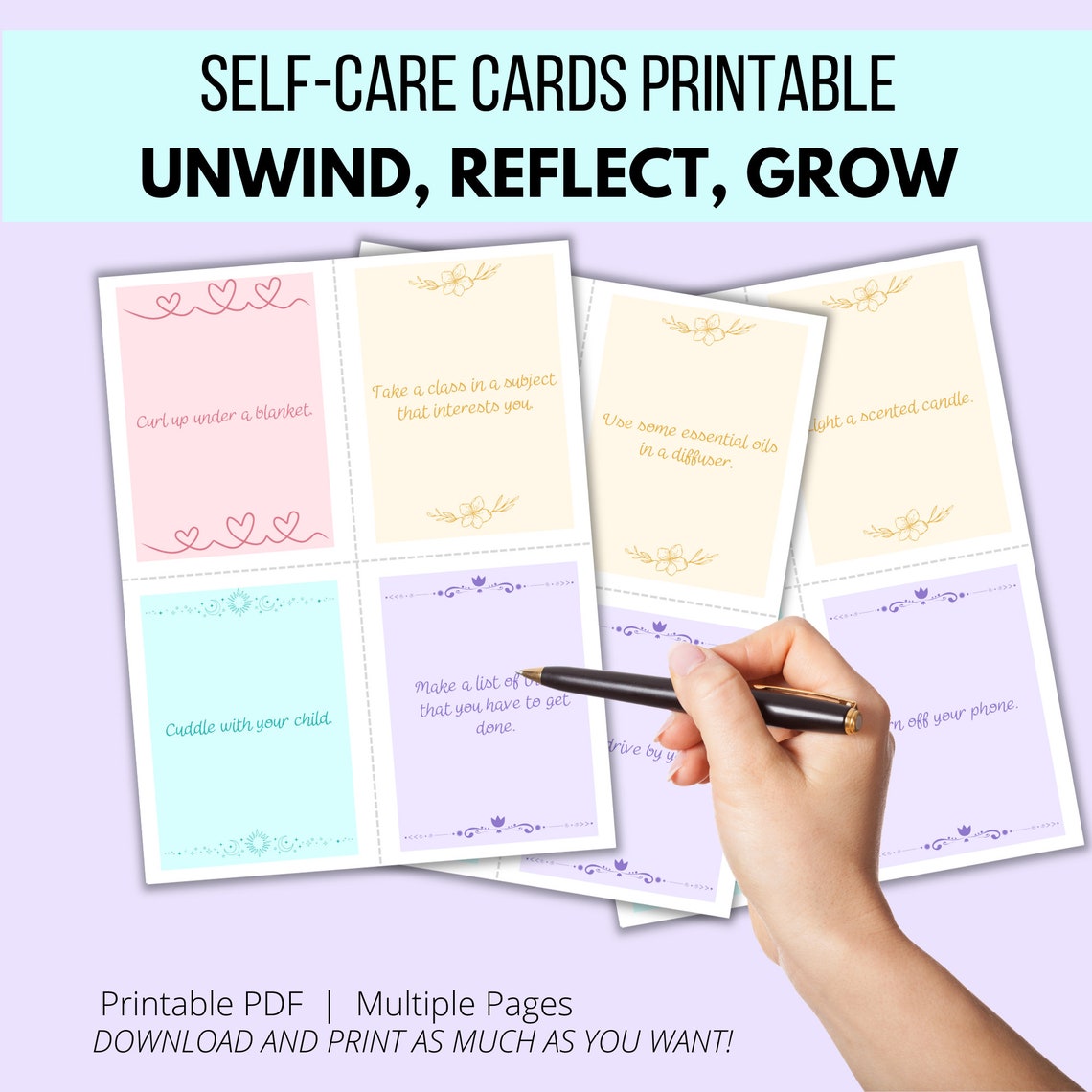 Self-care Card Deck, Printable Self-care Ideas, Printable Self-care ...
