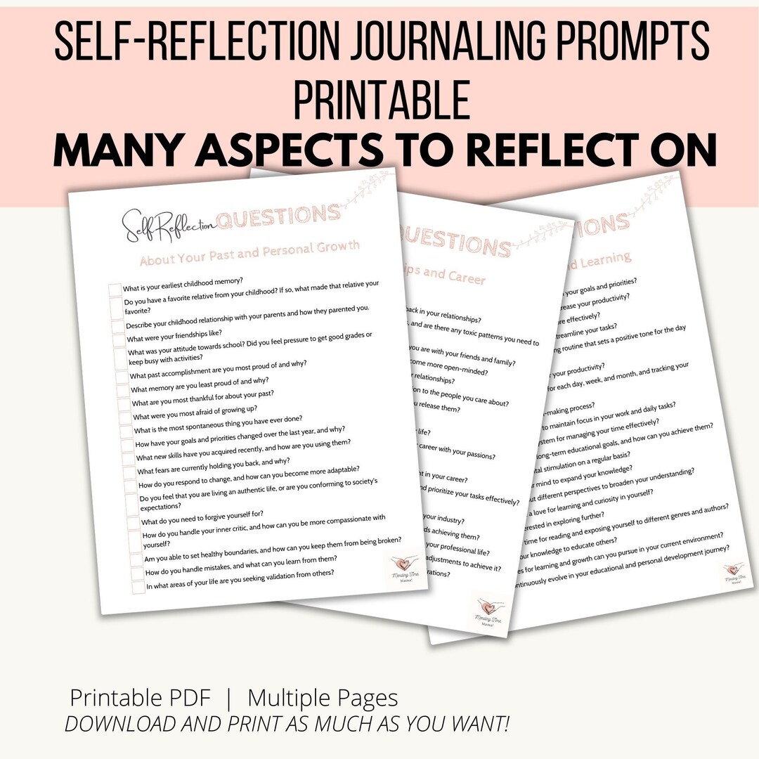 Self-reflection Journal Prompts for Women, Wellness Journal Printable ...