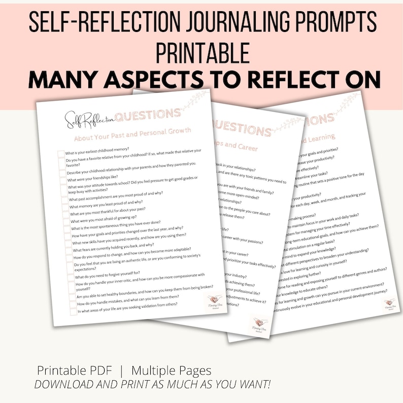 Self-reflection Journal Prompts for Women, Wellness Journal Printable ...