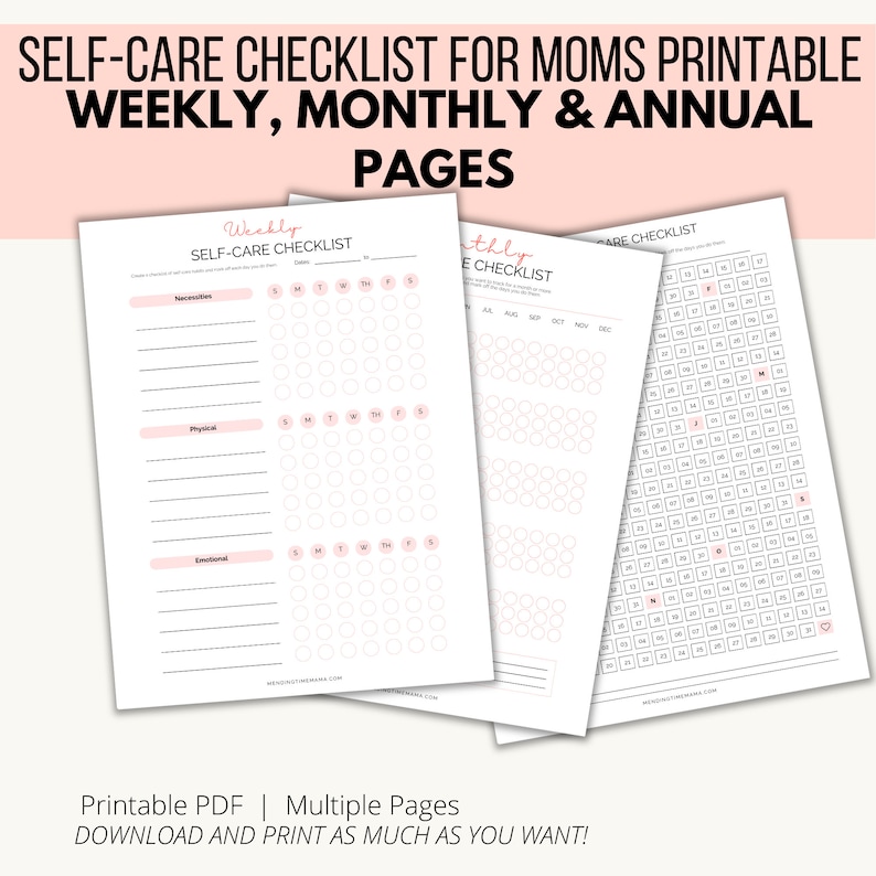 Self-care Checklist for Moms, Self-care Ideas Printable, Self-care ...