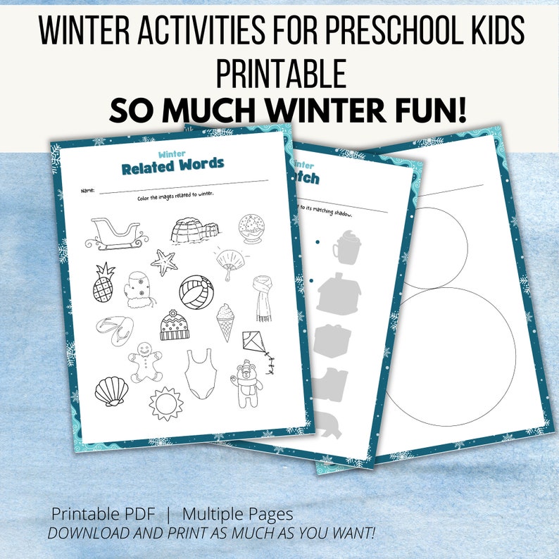 Winter Activities for Preschool Printable, Toddler Winter Activities ...
